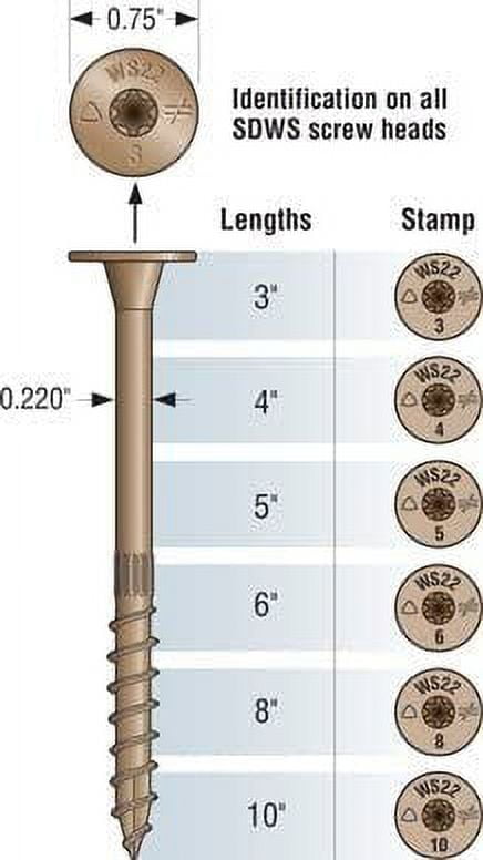 Simpson Strong-Tie SDWS22800DB-R50 Structural Wood Screws, 3-10 Inch ...