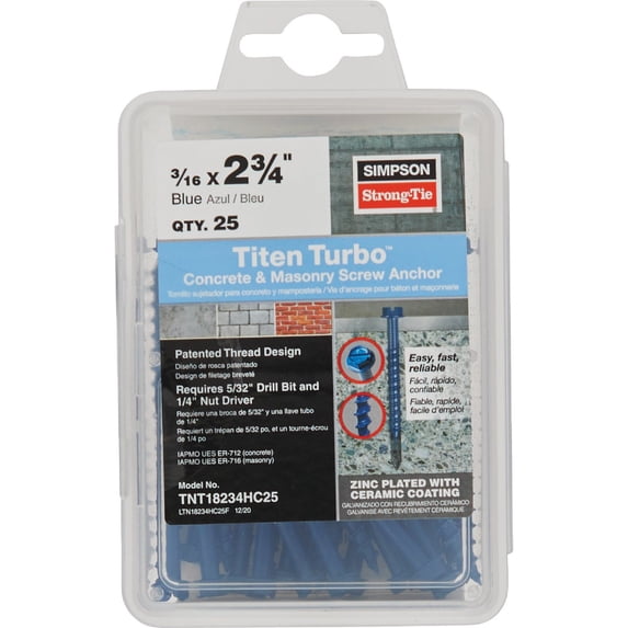 Simpson Strong-Tie Titen Turbo Concrete & Masonry Screw Anchor - Pack ...