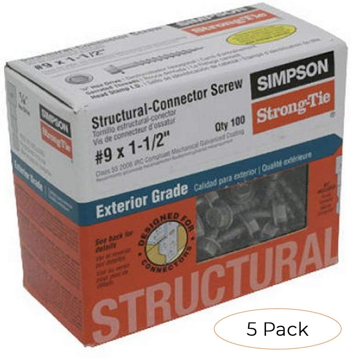Simpson Structural Screws SD9112R100 No.9 by 1-1/2-Inch Structural ...