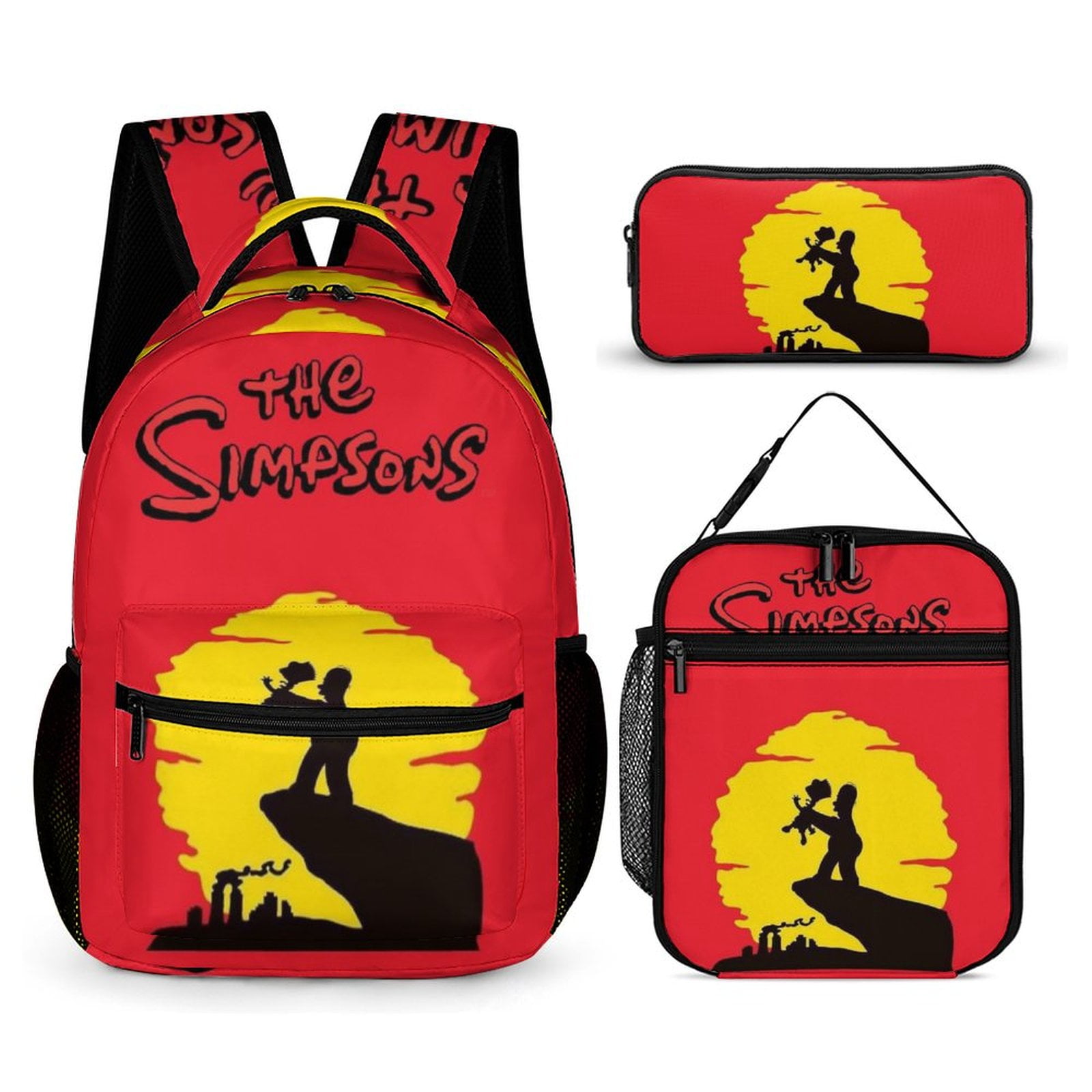 Simpsons 3 Piece Backpack Set School Bag Combination Travel Daypack Set ...
