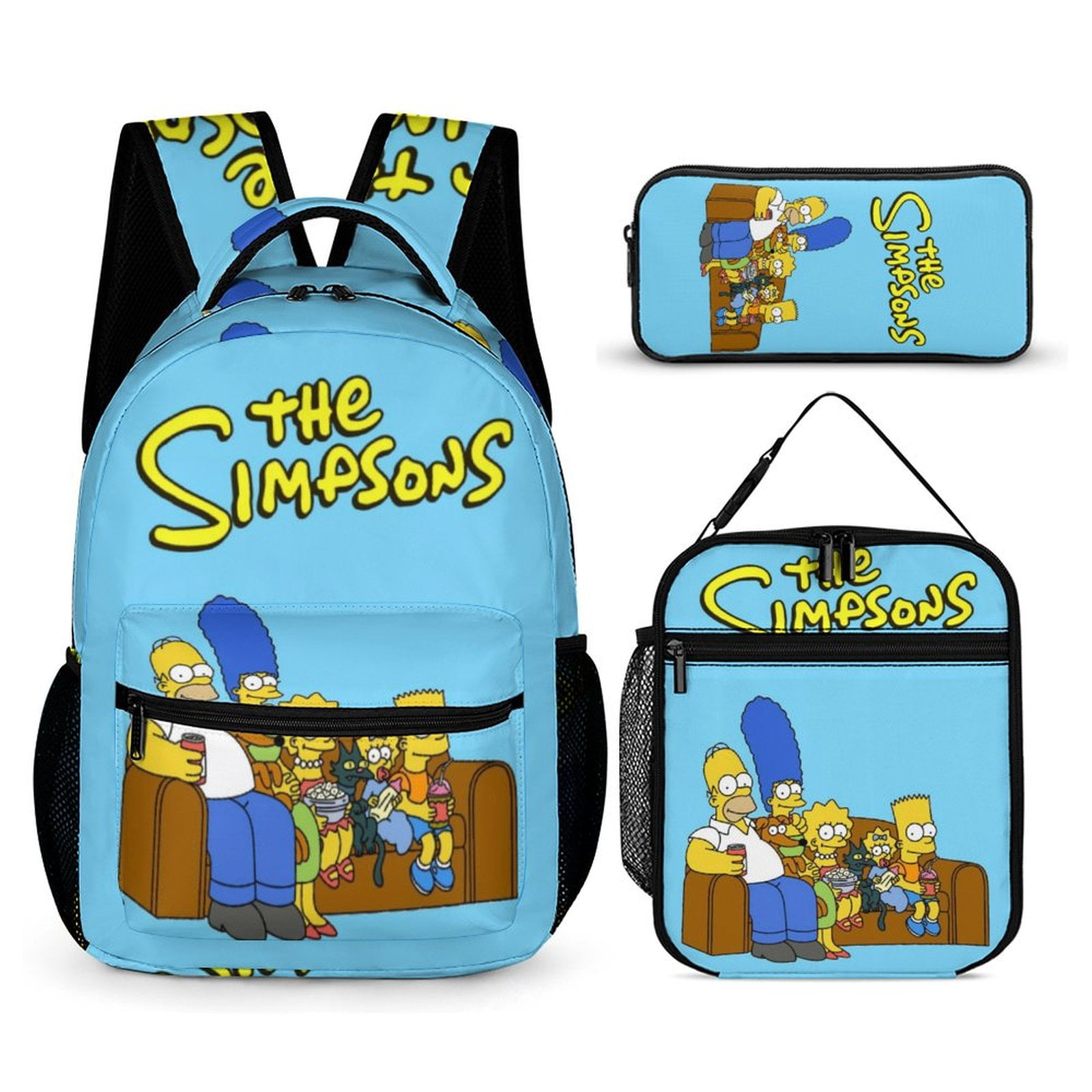 Simpsons 3 Piece Backpack Set School Bag Combination Travel Daypack Set ...
