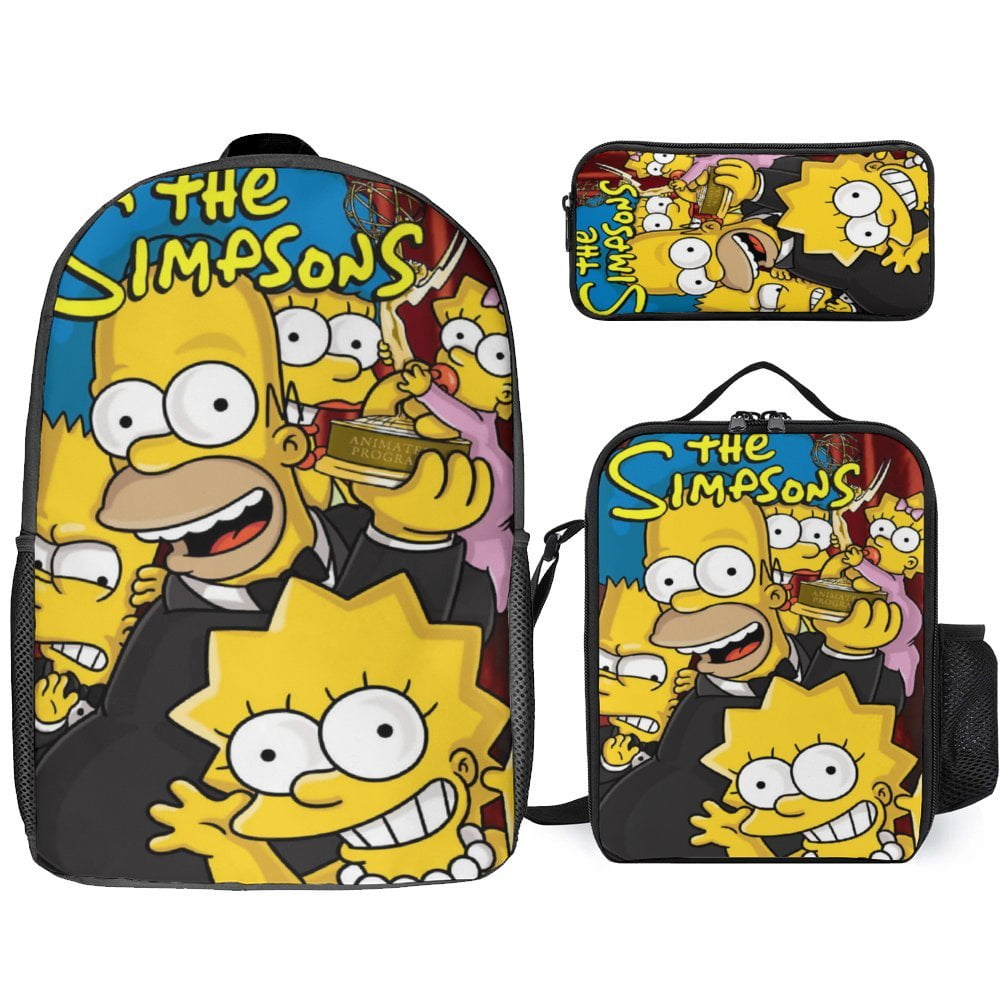 Simpsons Backpack With Lunch Bag Pencil Bag 3D Printing Cartoon ...