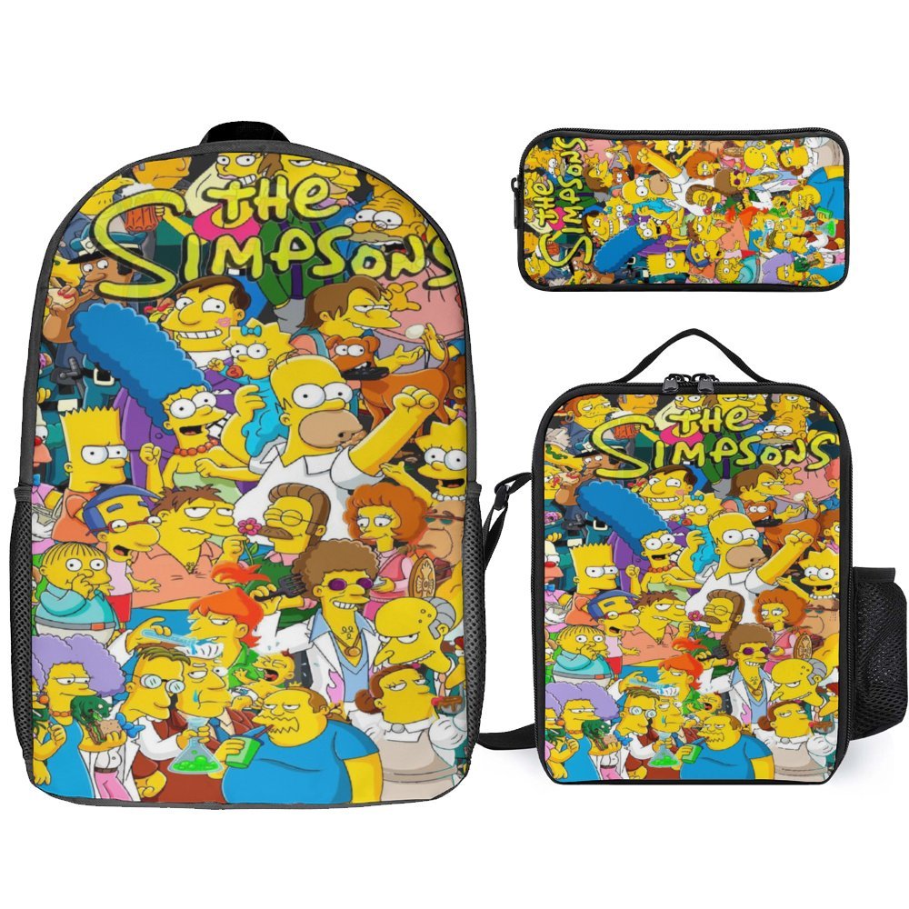 Simpsons Backpack With Lunch Bag Pencil Bag 3D Printing Cartoon ...