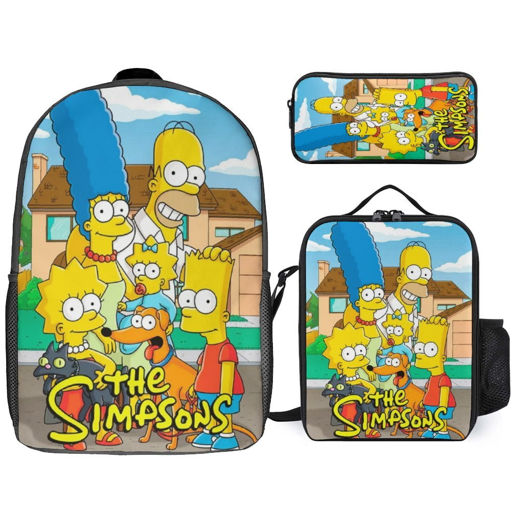 Simpsons Backpack With Lunch Bag Pencil Bag 3D Printing Cartoon ...