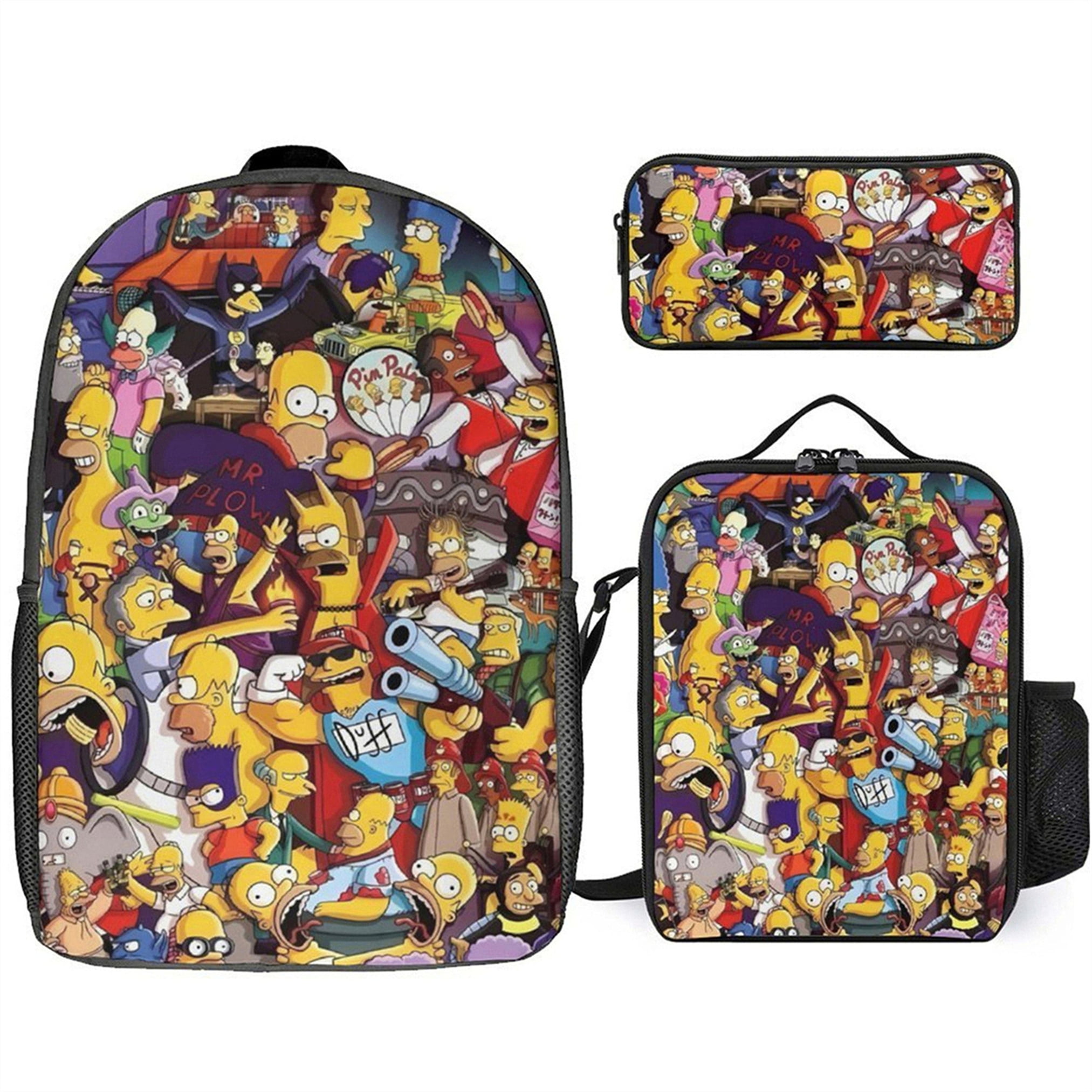 Simpsons Backpack With Lunch Bag Pencil Bag 3D Printing Cartoon ...