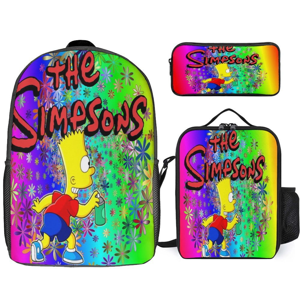 Simpsons Backpack With Lunch Bag Pencil Bag 3D Printing Cartoon ...