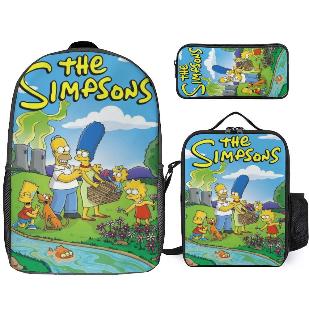 Simpsons Backpack With Lunch Bag Pencil Bag 3D Printing Cartoon ...