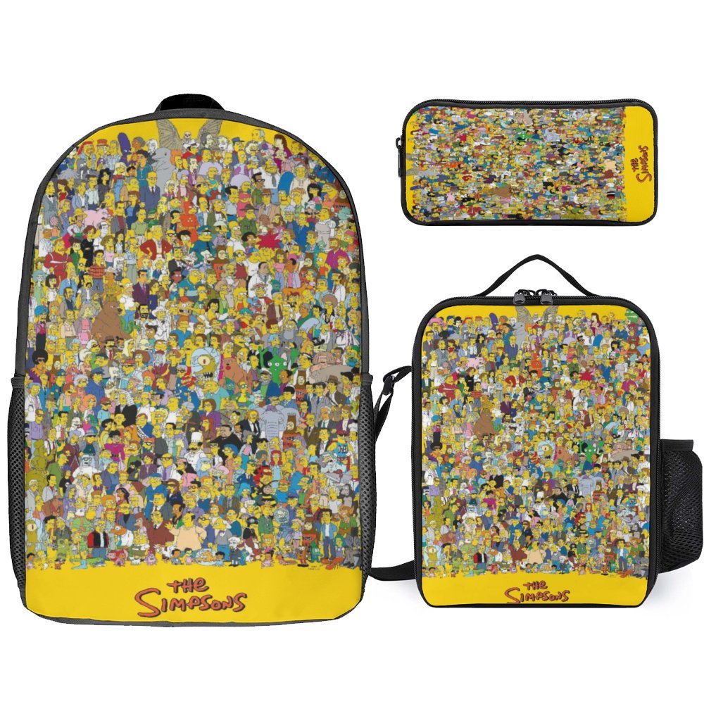 Simpsons Backpack With Lunch Bag Pencil Bag 3D Printing Cartoon ...