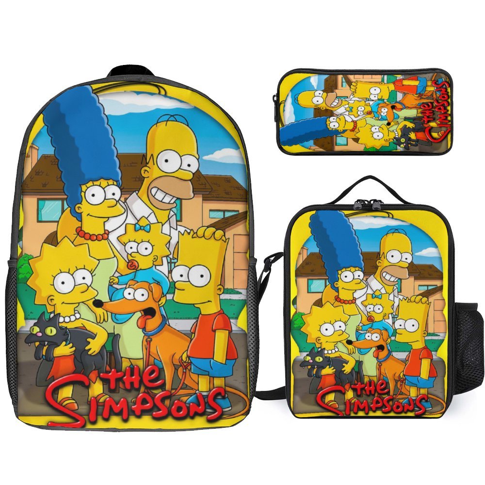 Simpsons Backpack With Lunch Bag Pencil Bag 3D Printing Cartoon ...
