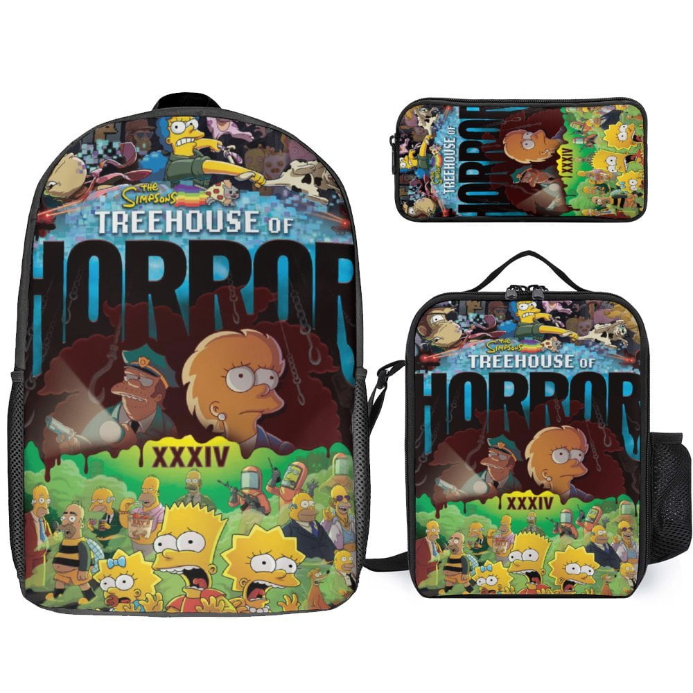 Simpsons Backpack With Lunch Bag Pencil Bag 3D Printing Cartoon ...