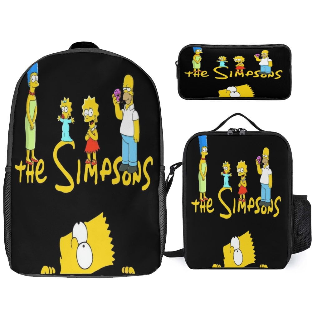 Simpsons Backpack With Lunch Bag Pencil Bag 3D Printing Cartoon ...