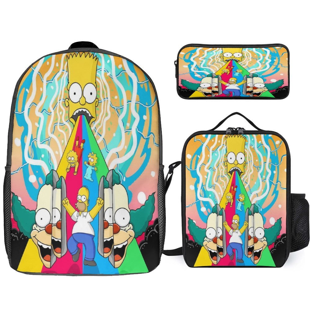 Simpsons Backpack With Lunch Bag Pencil Bag 3D Printing Cartoon ...