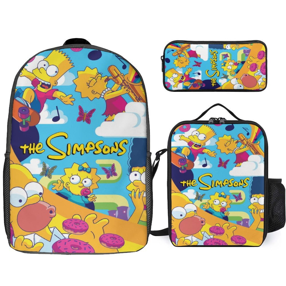 Simpsons Backpack With Lunch Bag Pencil Bag 3D Printing Cartoon ...