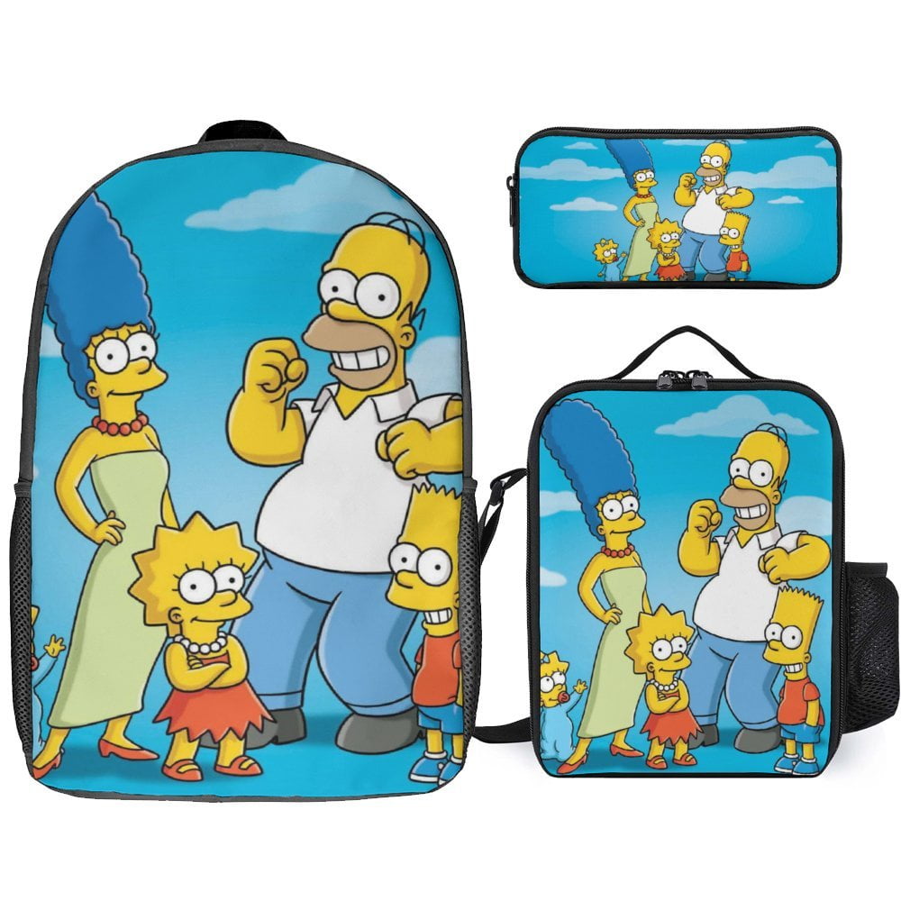 Simpsons Backpack With Lunch Bag Pencil Bag 3D Printing Cartoon ...