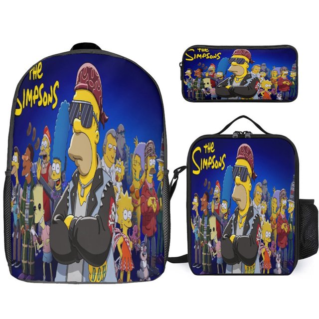 Simpsons Backpack With Lunch Bag Pencil Bag 3D Printing Cartoon ...