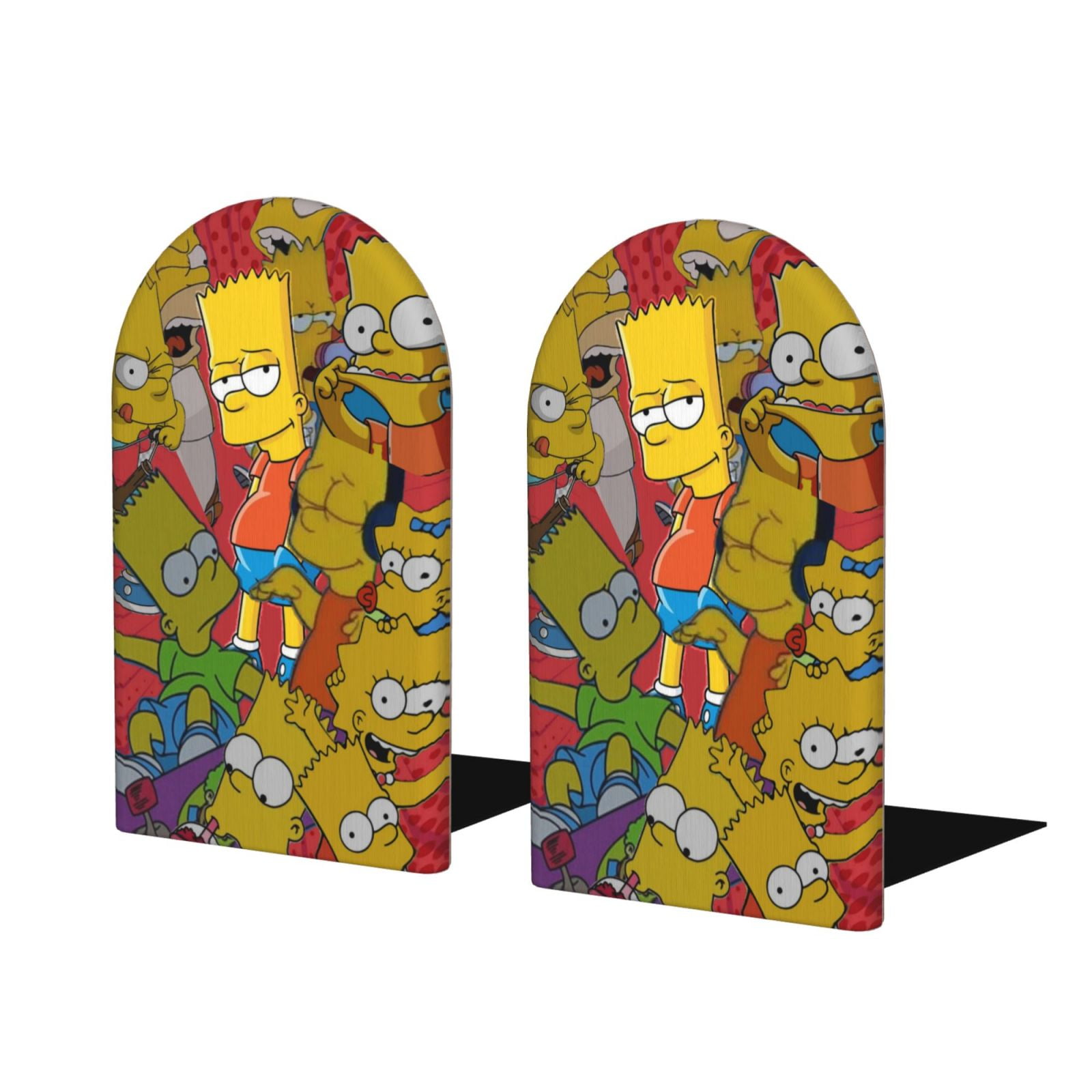 Simpsons Bart Bookends Wood Book Divider Shelves Non-Skid Book Stand 2 ...