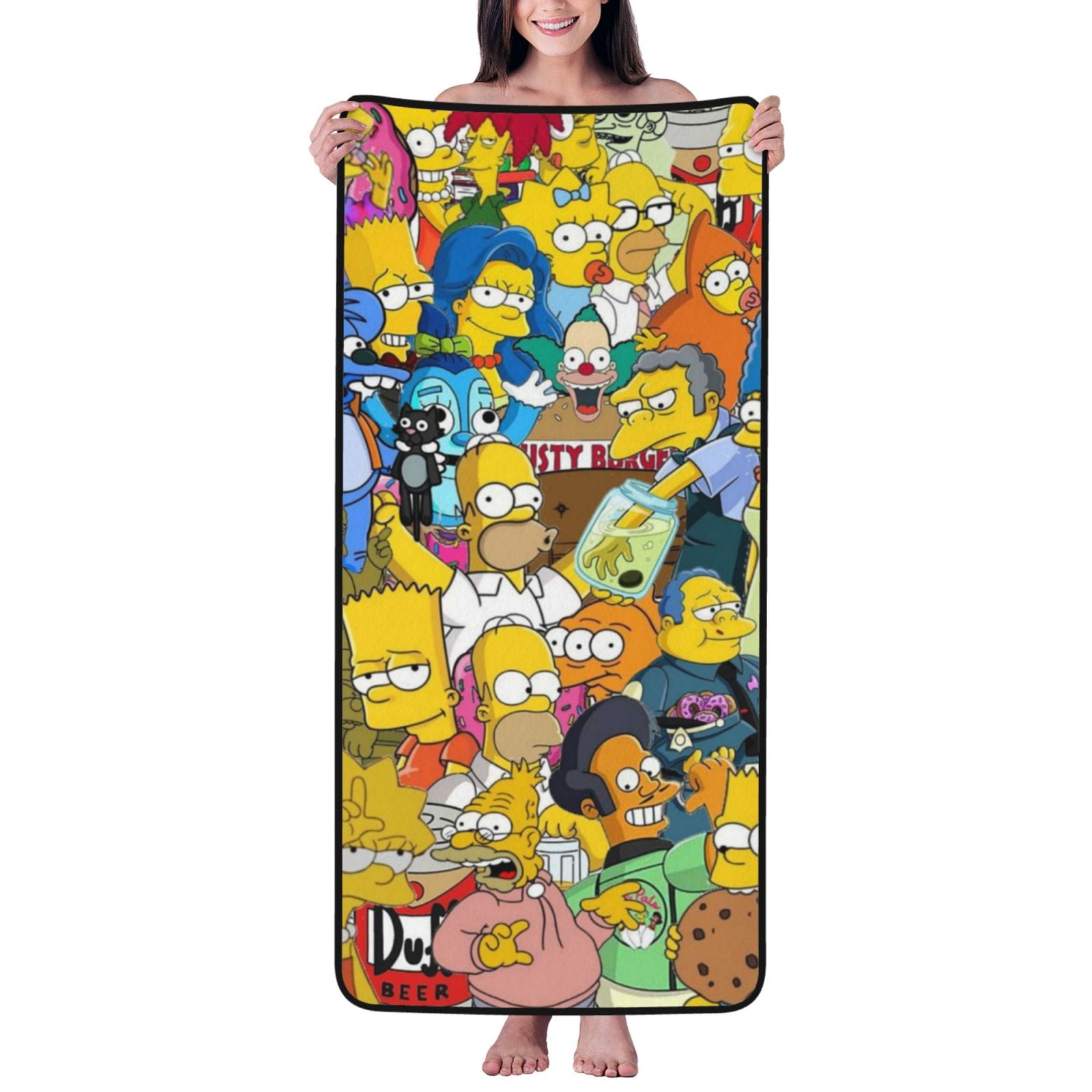 Simpsons Beach Towel 27x55 Inch Coral Velvet Bath Towel For Bathroom ...