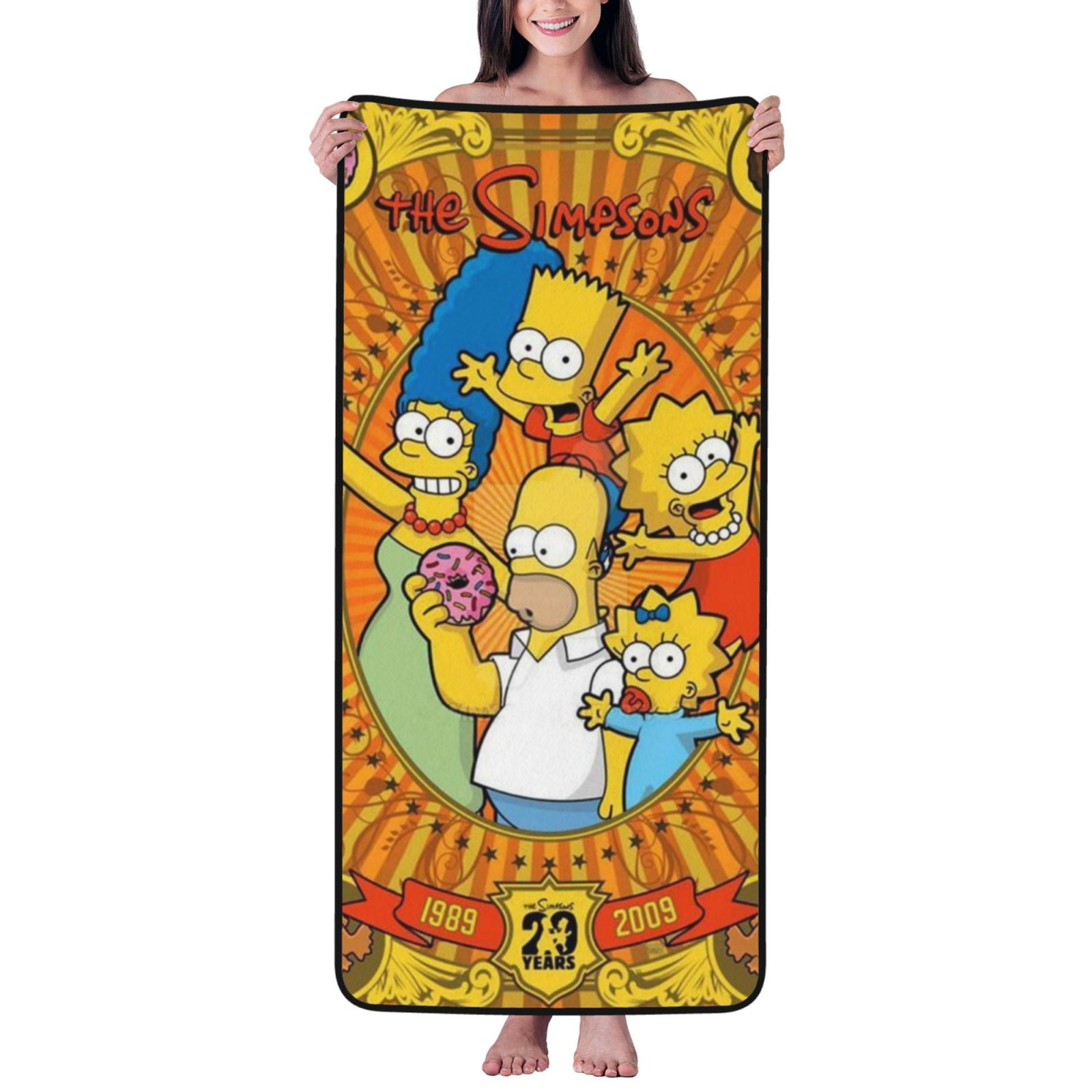 Simpsons Beach Towel 27x55 Inch Coral Velvet Bath Towel For Bathroom ...