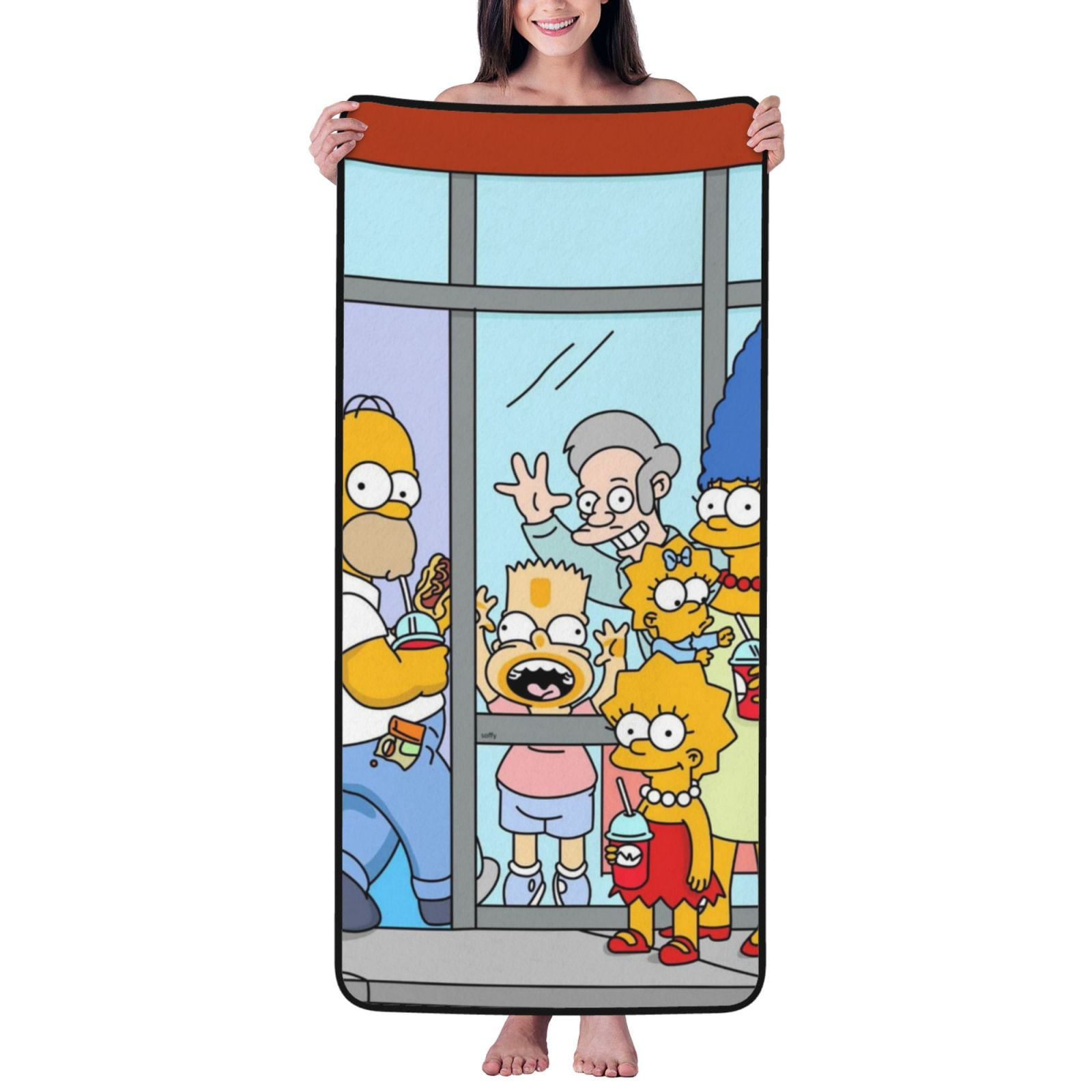 Simpsons Beach Towel 27x55 Inch Coral Velvet Bath Towel For Bathroom ...