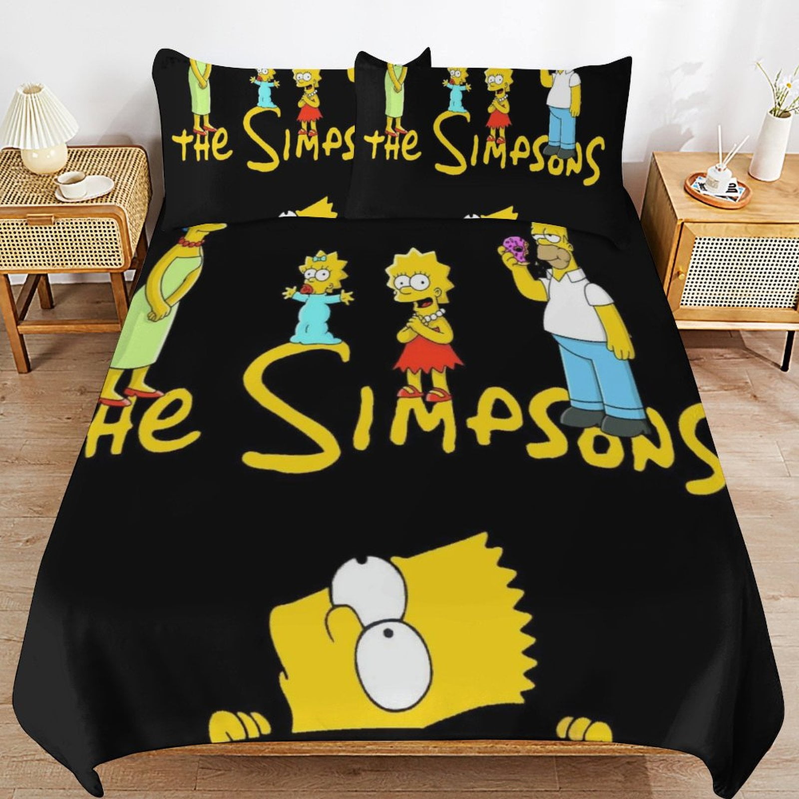 Simpsons Bedding Set Anime Bedding Set Cartoon Duvet Cover Set with 1 ...