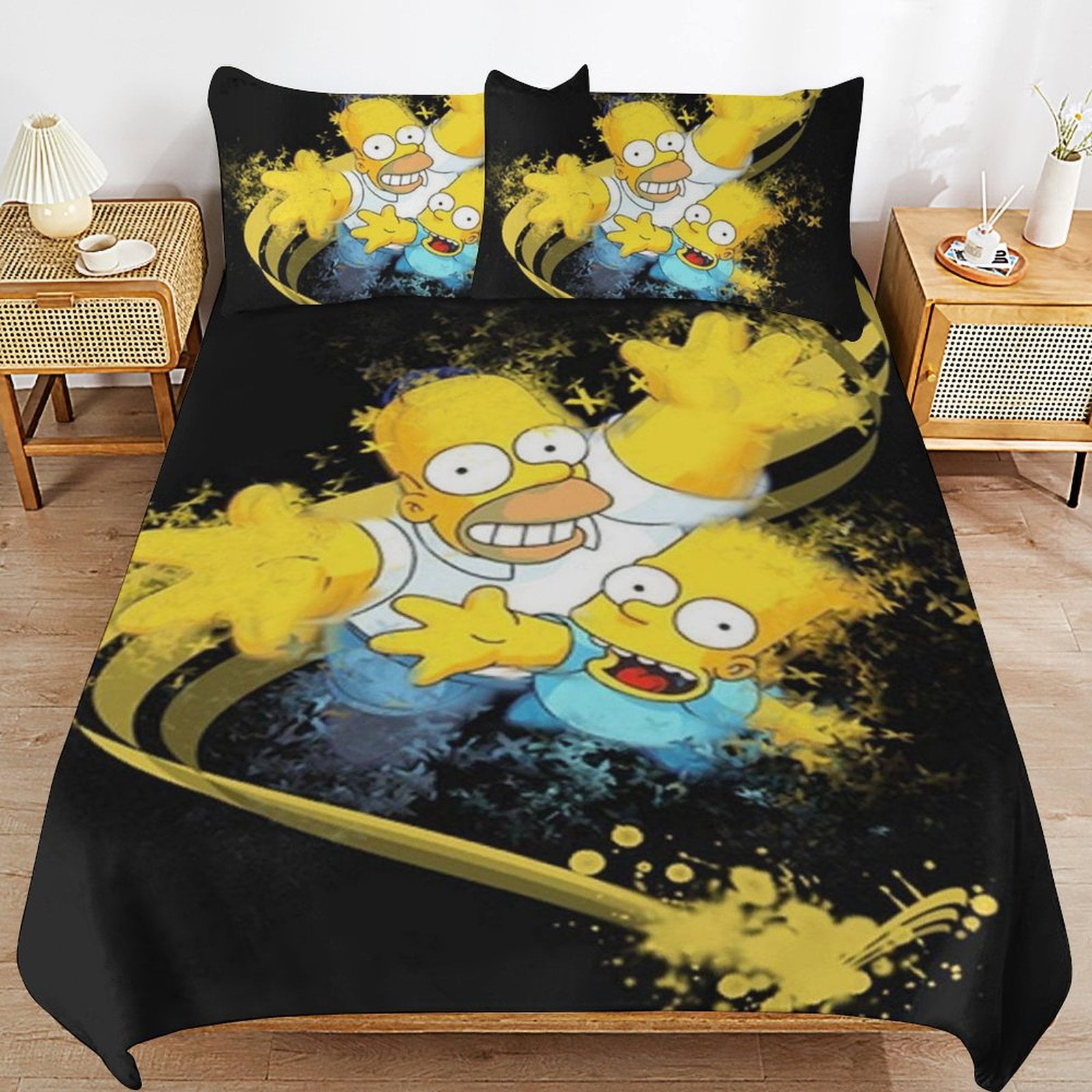 Simpsons Bedding Set Anime Bedding Set Cartoon Duvet Cover Set with 1 ...