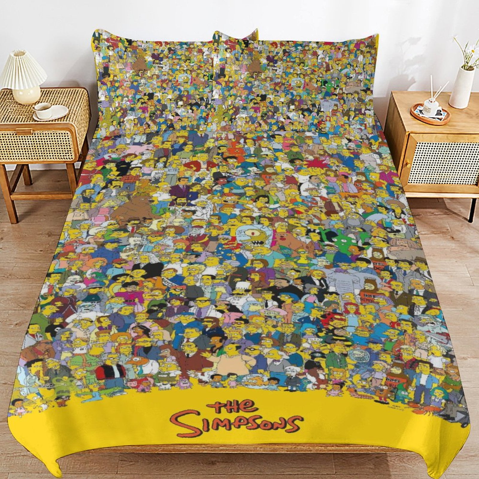 Simpsons Bedding Set Anime Bedding Set Cartoon Duvet Cover Set with 1 ...