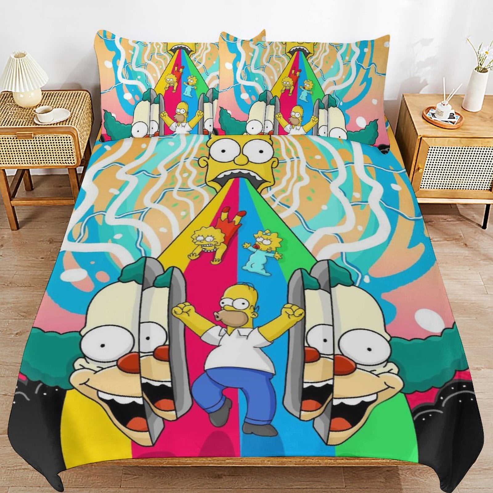 Simpsons Bedding Set Anime Bedding Set Cartoon Duvet Cover Set with 1 ...