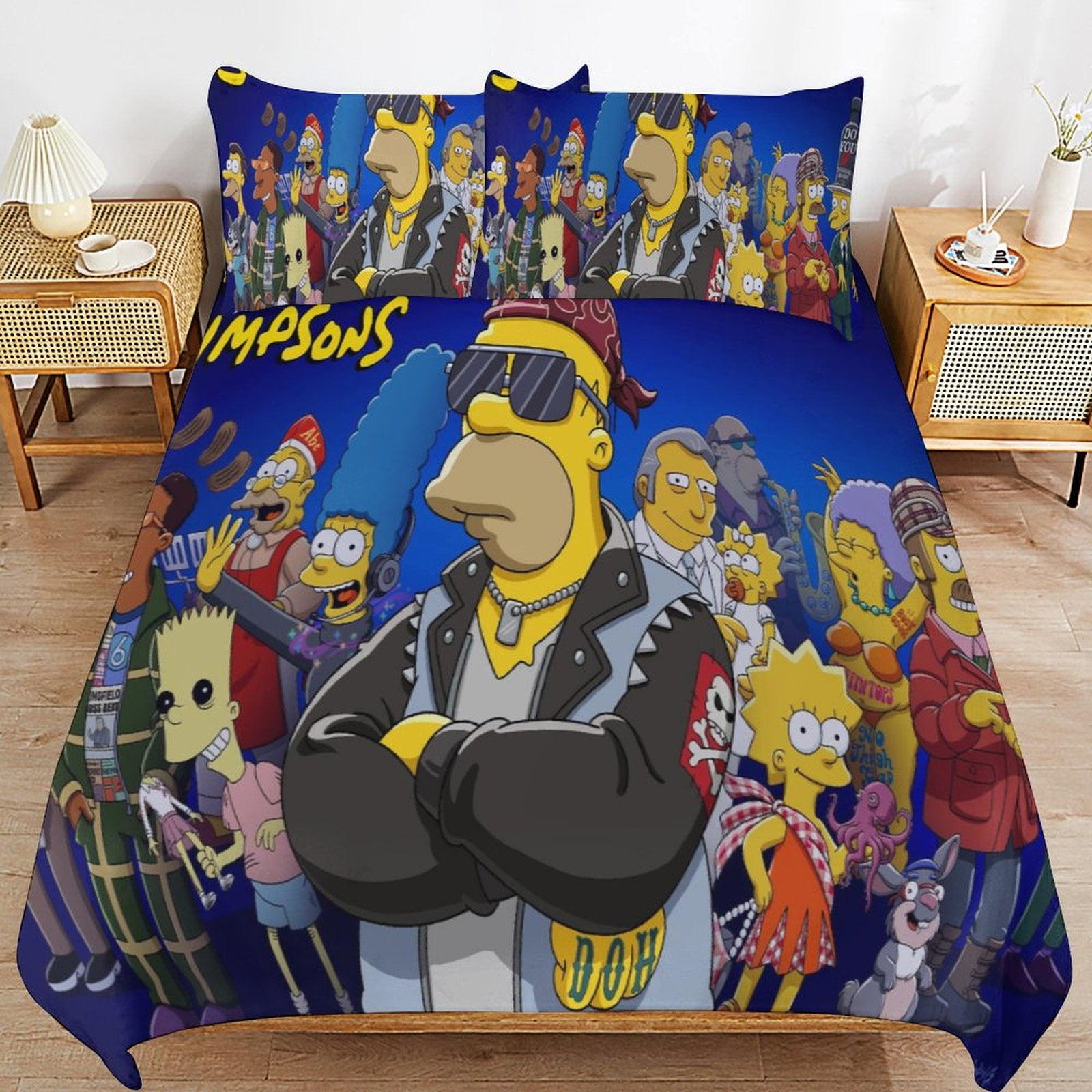 Simpsons Bedding Set Anime Bedding Set Cartoon Duvet Cover Set with 1 ...