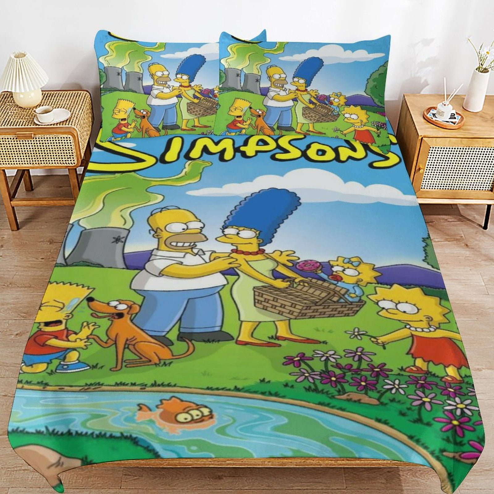 Simpsons Bedding Set Anime Bedding Set Cartoon Duvet Cover Set with 1 ...
