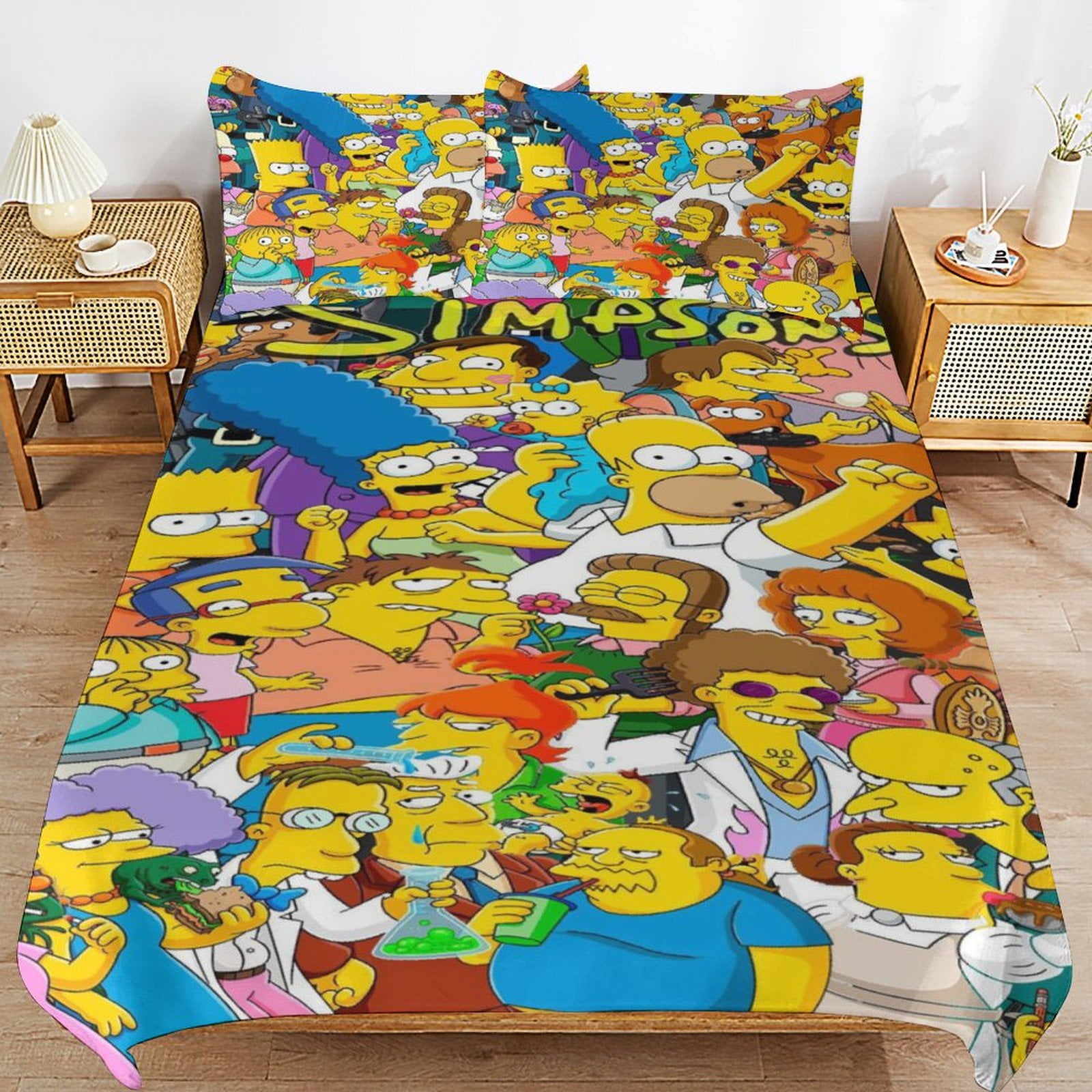 Simpsons Bedding Set Anime Bedding Set Cartoon Duvet Cover Set with 1 ...