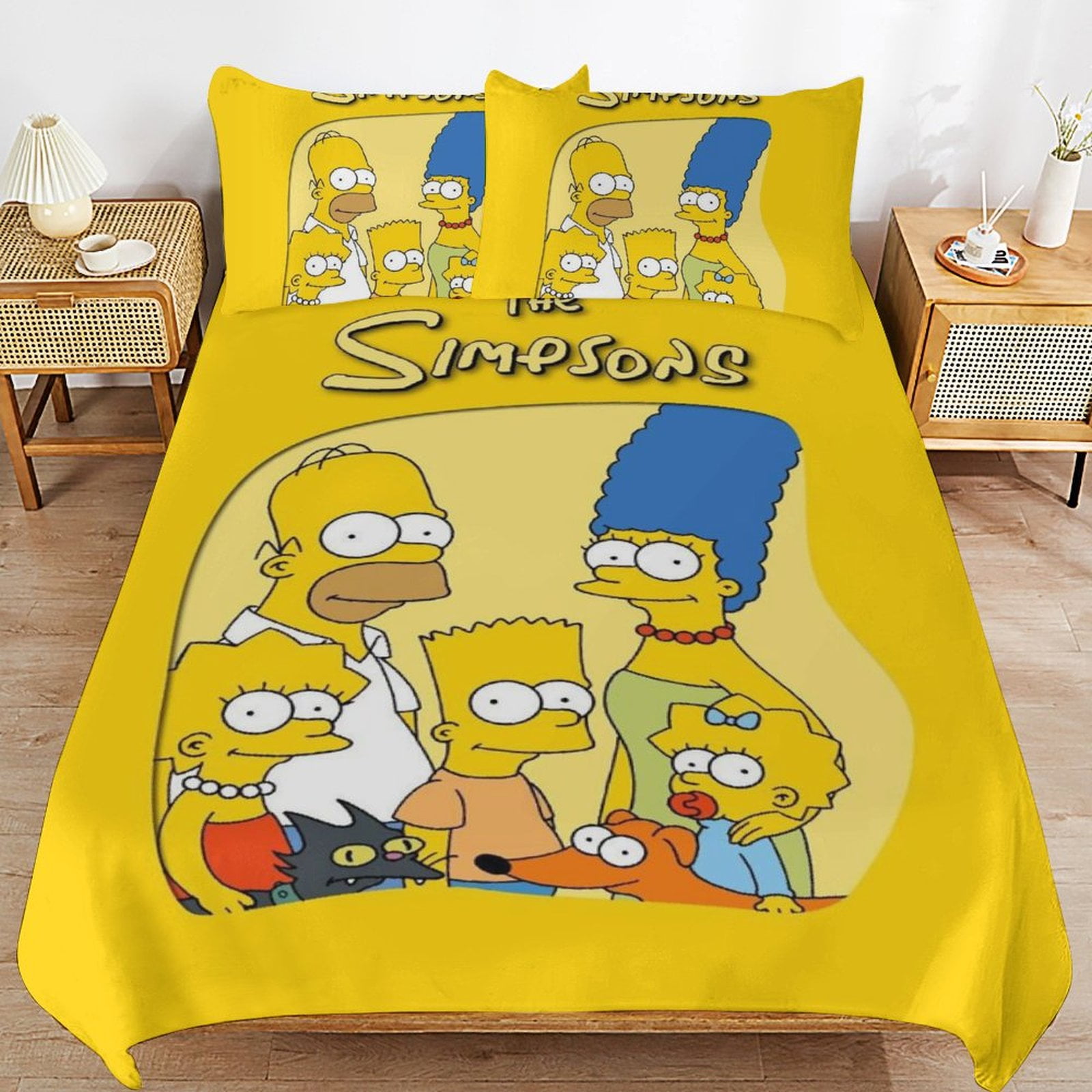 Simpsons Bedding Set Anime Bedding Set Cartoon Duvet Cover Set with 1 ...