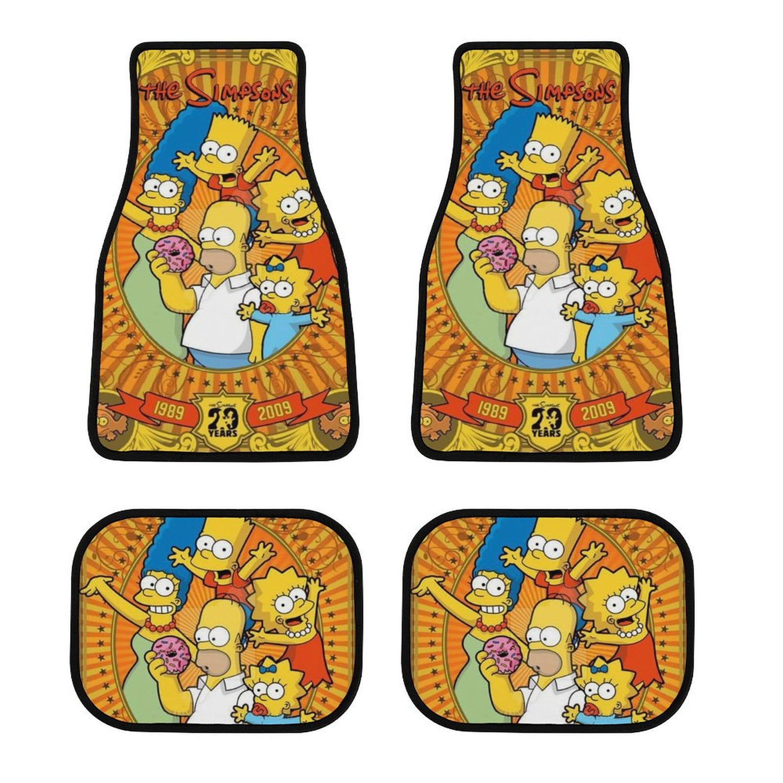 Simpsons Carpet Car Floor Mats 4 Pieces Sets All Weather Front & Rear ...