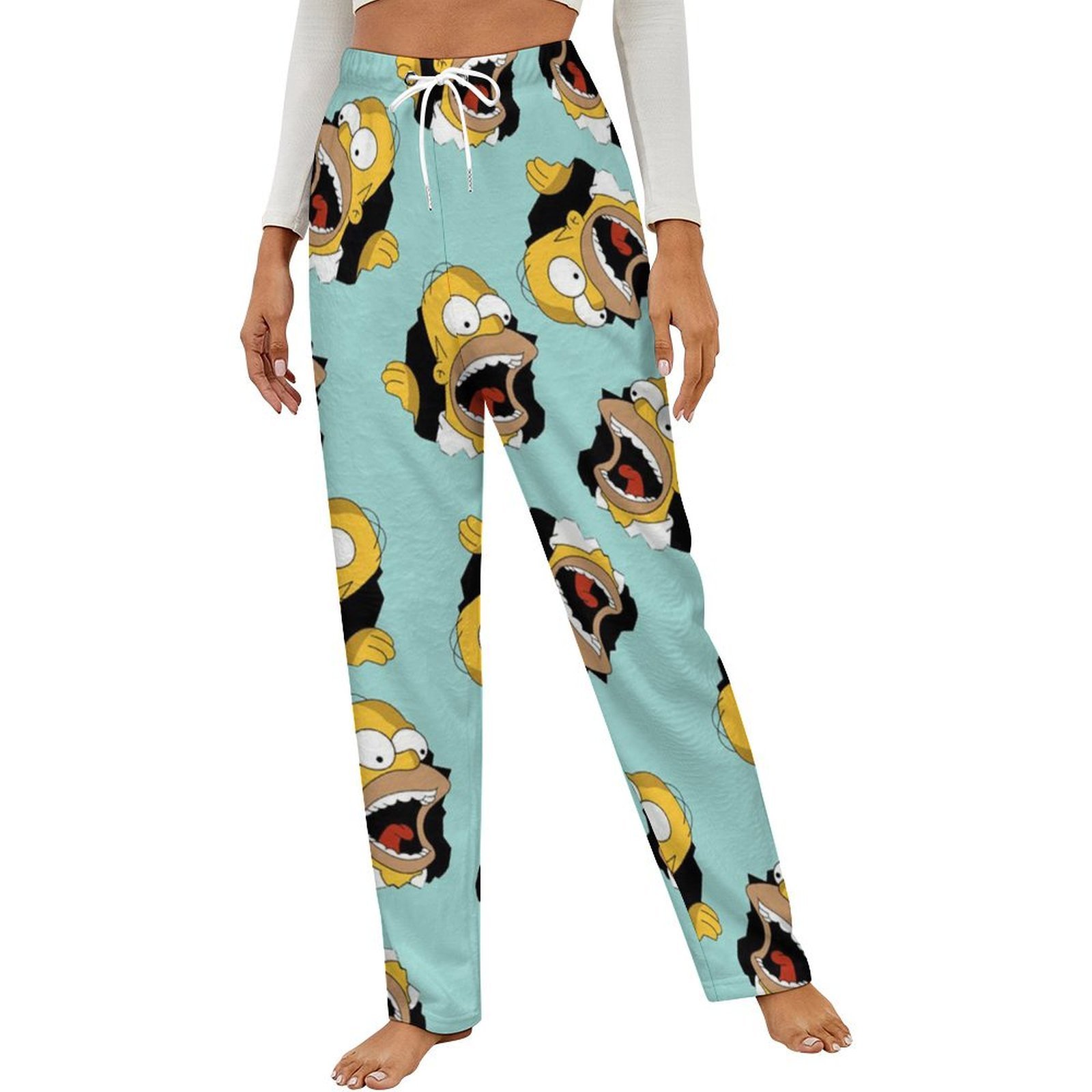 Simpsons Flannel Women's Pajama Pants Bottoms Sleepwear Home Loose ...