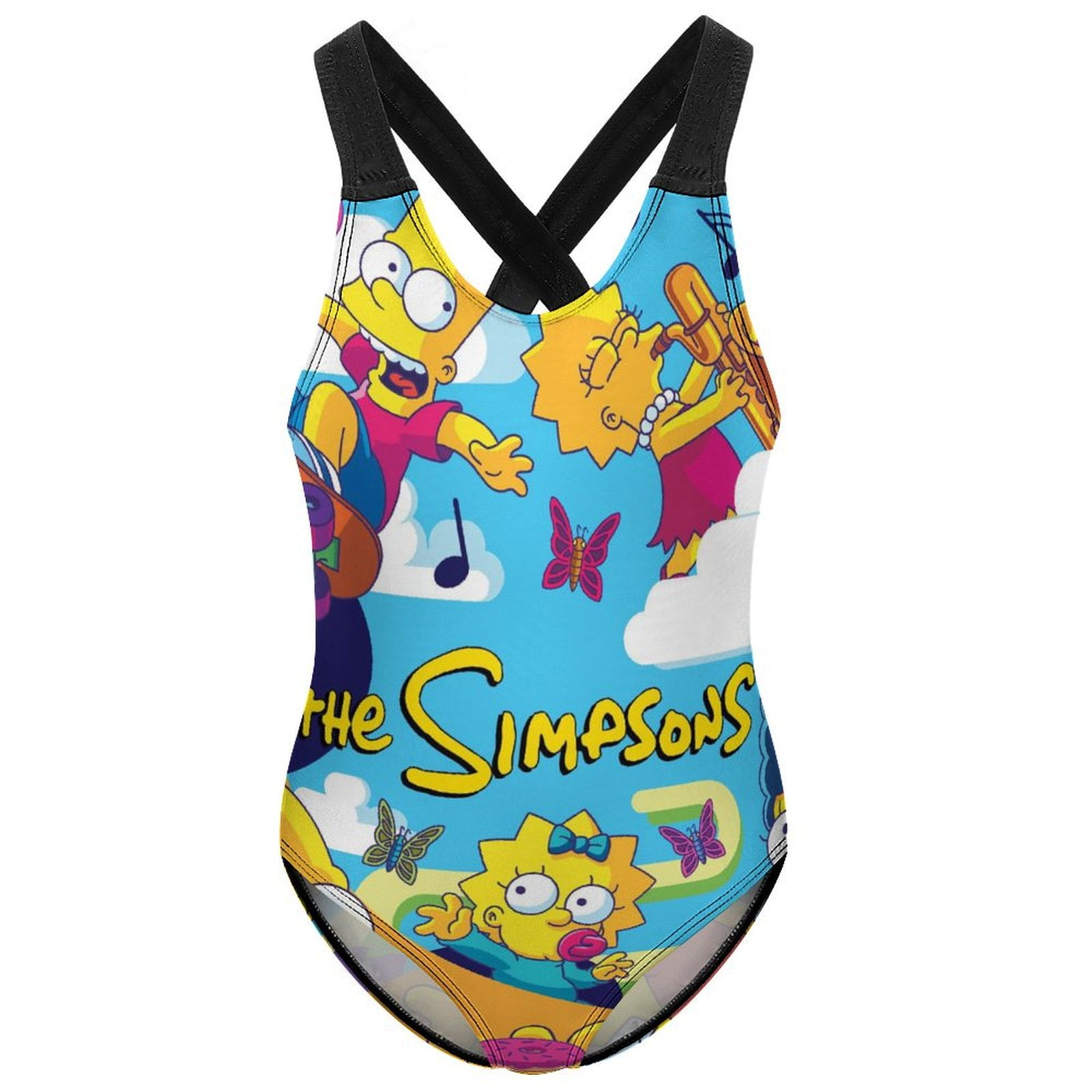 Simpsons Girls Swimwear Cartoon Cross Shoulder Swimsuit Bathing Suits ...