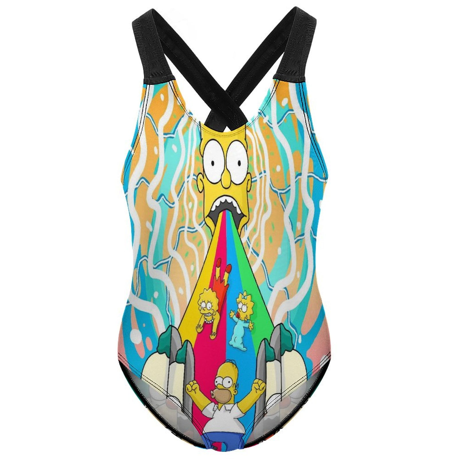 Simpsons Girls Swimwear Cartoon Cross Shoulder Swimsuit Bathing Suits ...