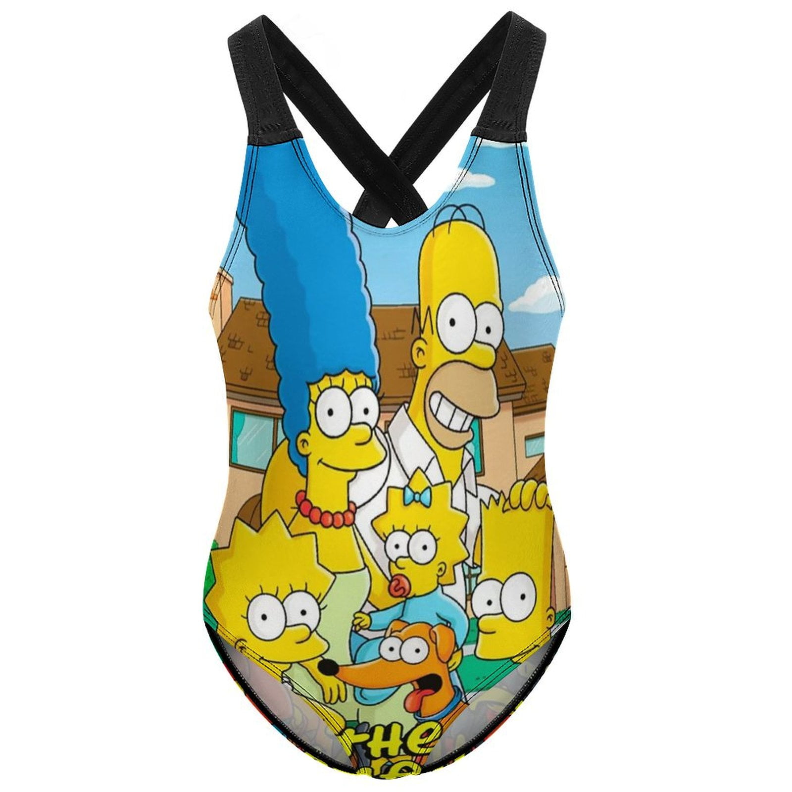 Simpsons Girls Swimwear Cartoon Cross Shoulder Swimsuit Bathing Suits ...