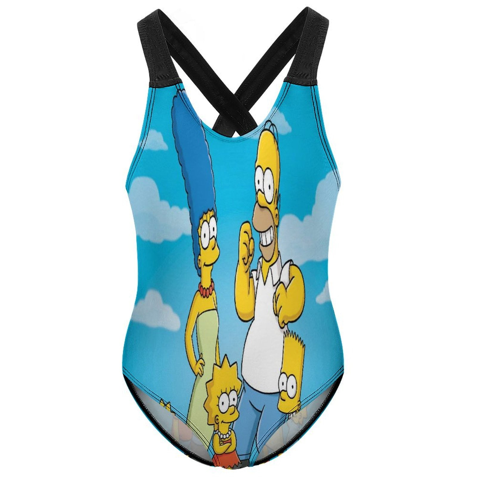 Simpsons Girls Swimwear Cartoon Cross Shoulder Swimsuit Bathing Suits ...
