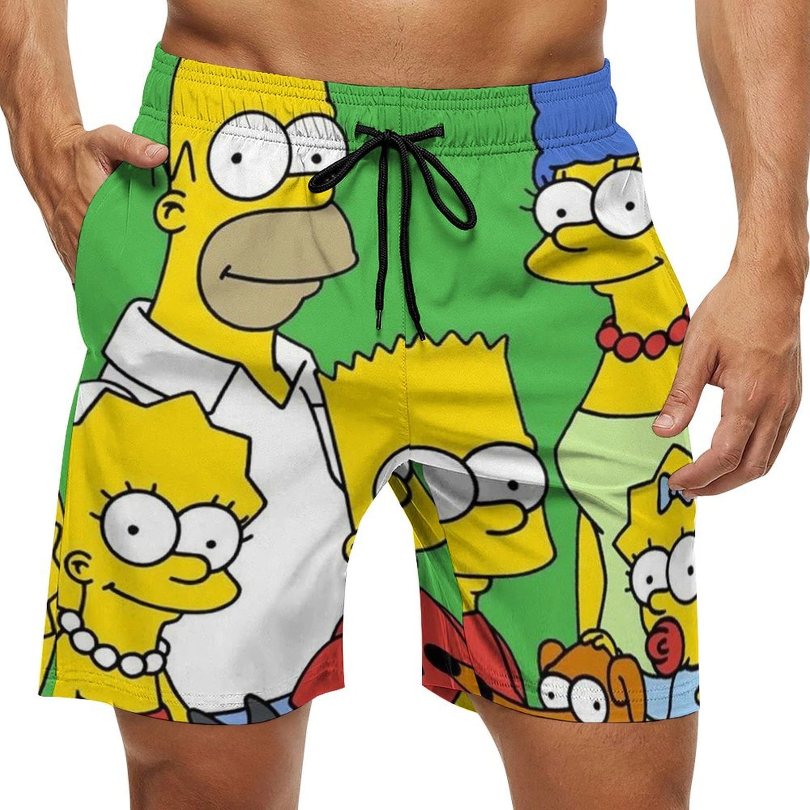 Simpsons Men's Swim Trunks Board Shorts Drawstring Elastic Waist Quick ...