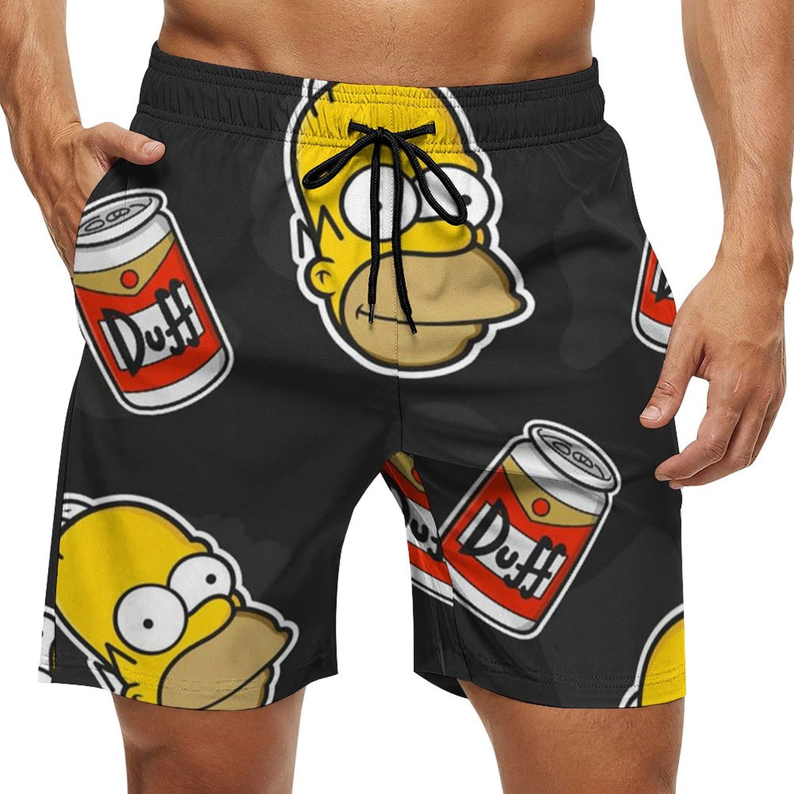 Simpsons Men's Swim Trunks Board Shorts Drawstring Elastic Waist Quick ...