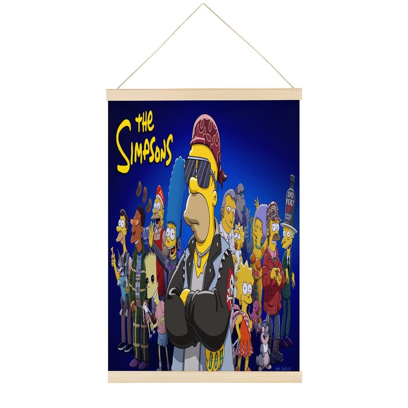 Simpsons Poster Wall Fabric Decor Hanging Paintings Wood Frame Magnetic ...