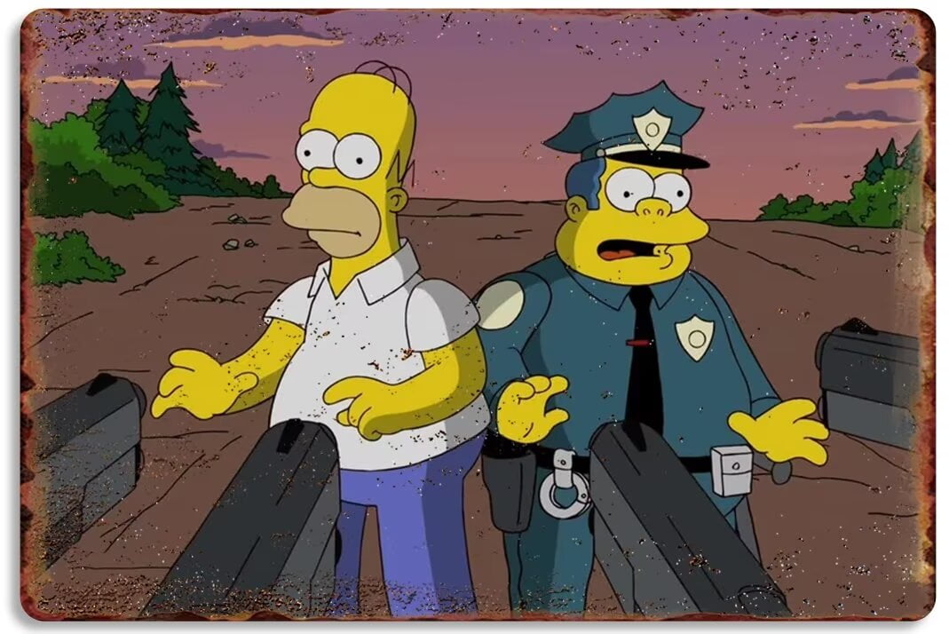 Simpsons Retro Metal Poster Homer Simpson Watching The Sunrise WIth ...