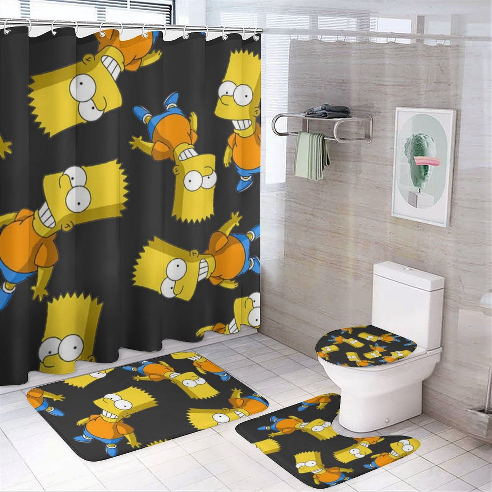 Simpsons Shower Curtain Set 4 Piece, Set Bathroom Sets with Rugs(Bath ...