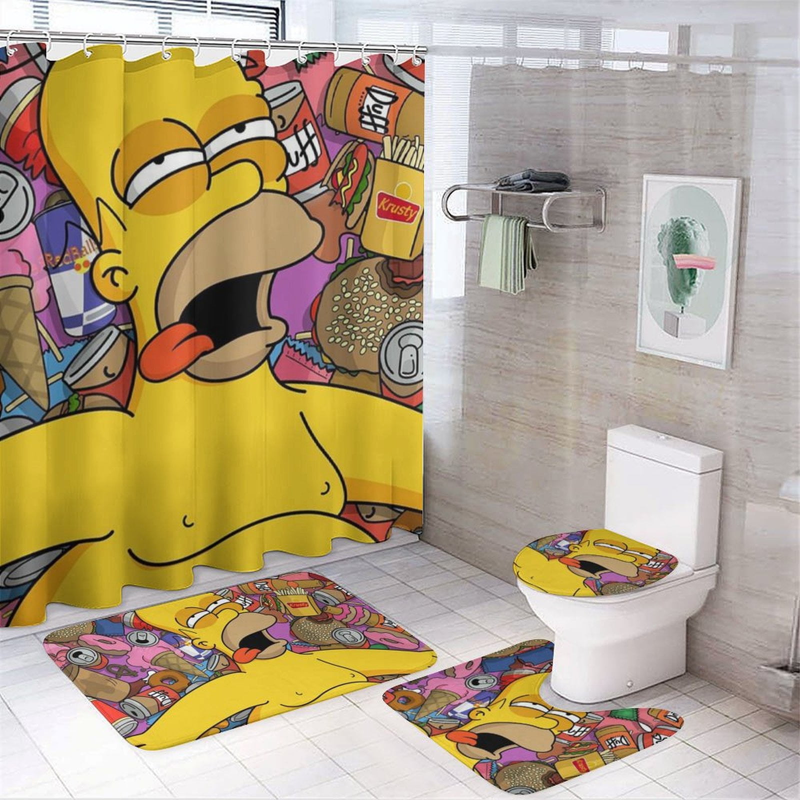 Simpsons Shower Curtain Set 4 Piece, Set Bathroom Sets with Rugs(Bath ...