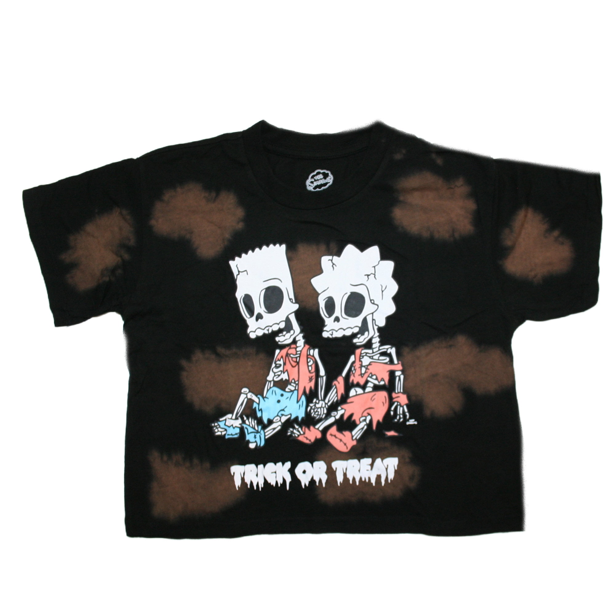 Simpsons Trick Or Treat Bart and Lisa skeleton Junior Women's Crop Top ...
