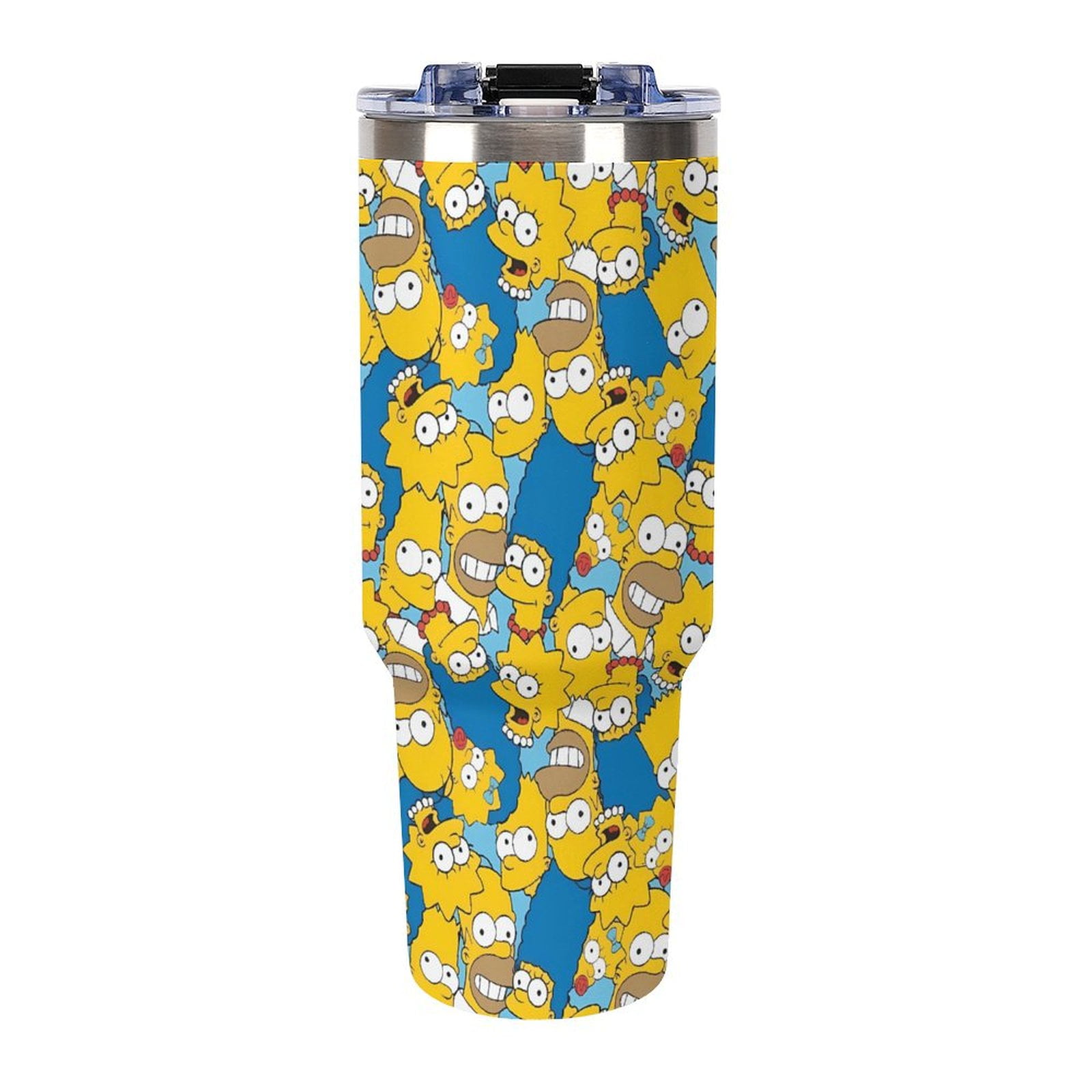 Simpsons Tumbler Cup 40 oz with Handle & Straw, Reusable Stainless ...