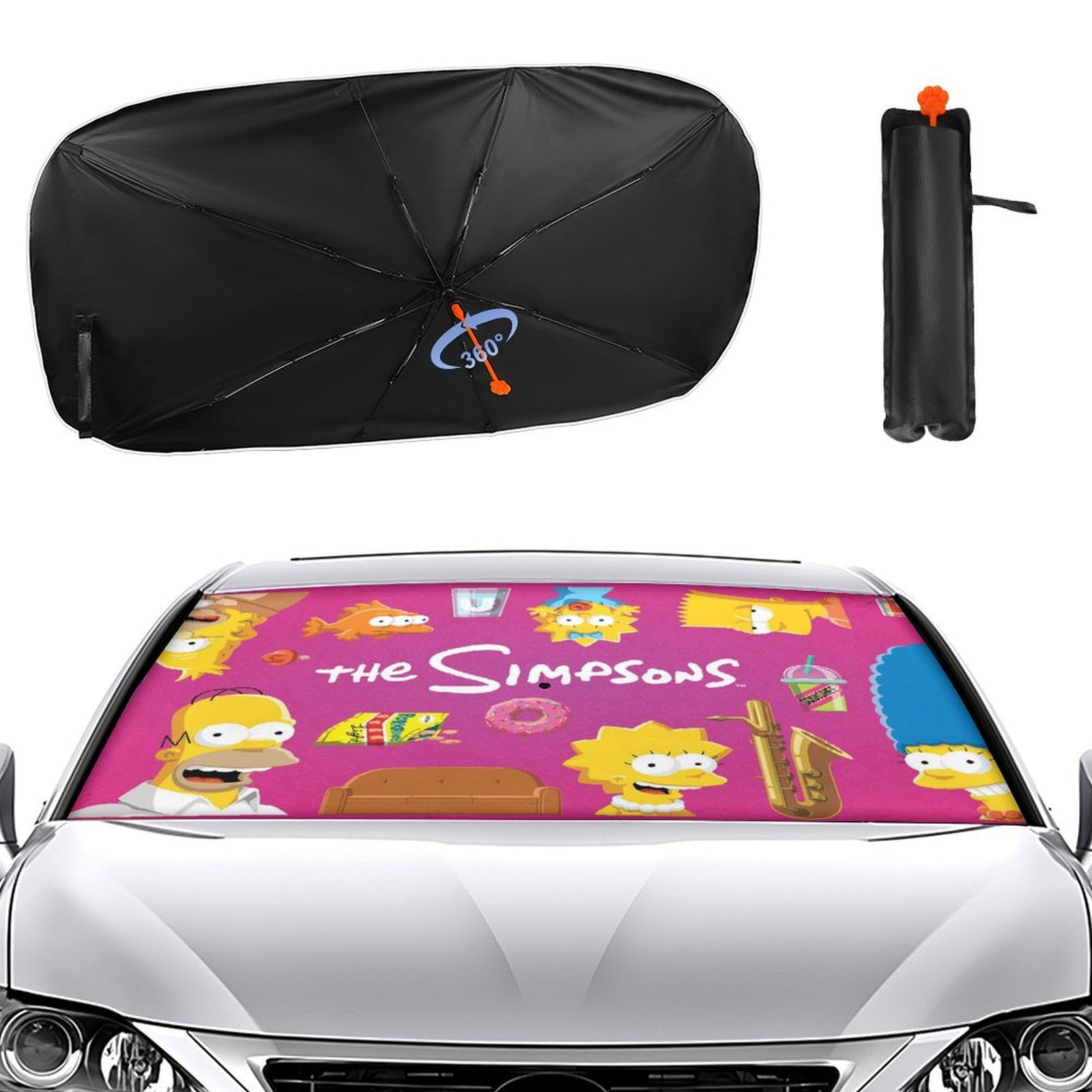 The Simpsons Windshield Sun Shade Umbrella - Foldable Car Window Shades ...