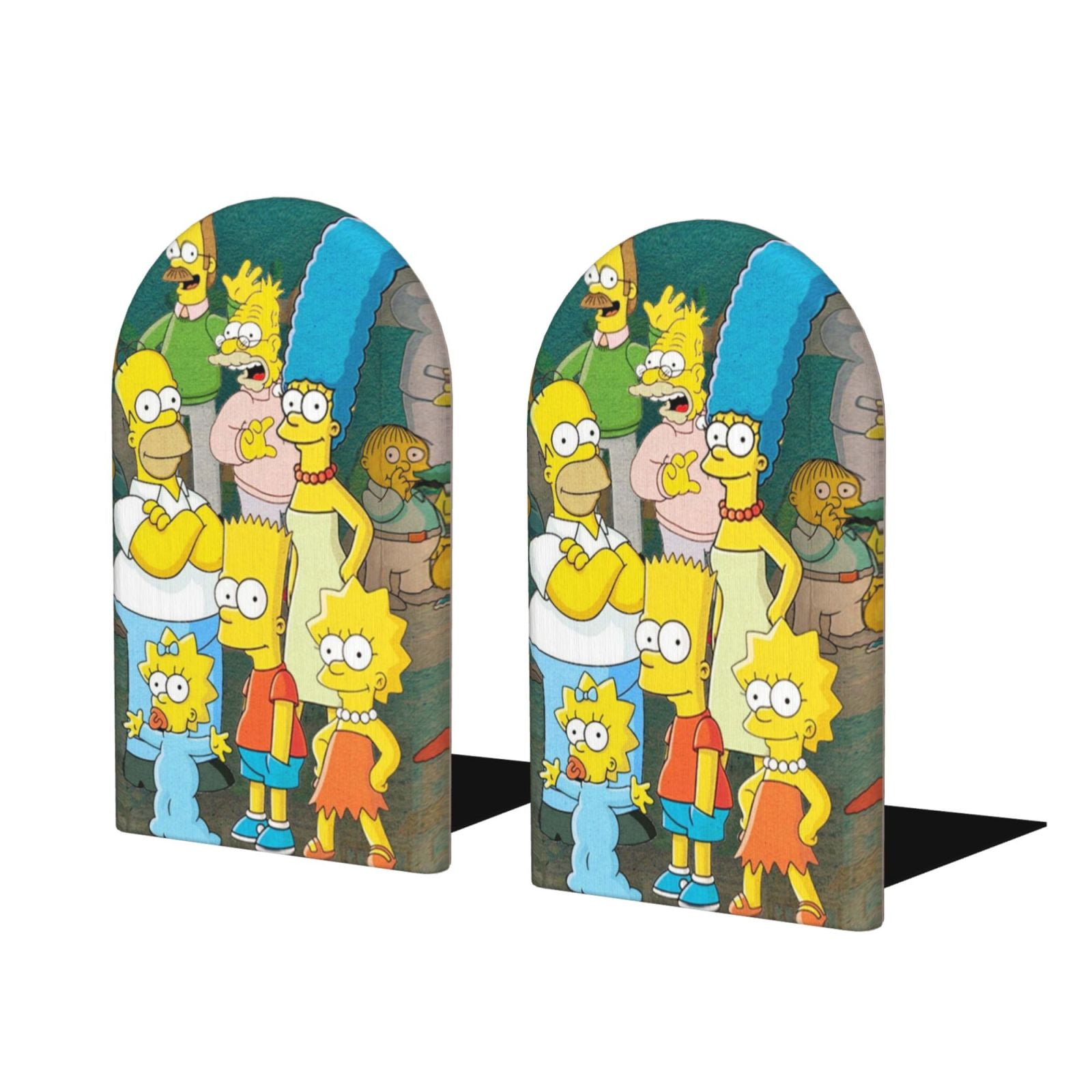 Simpsons Wooden Bookends For Shelves, Decorative Book Organizer Book ...