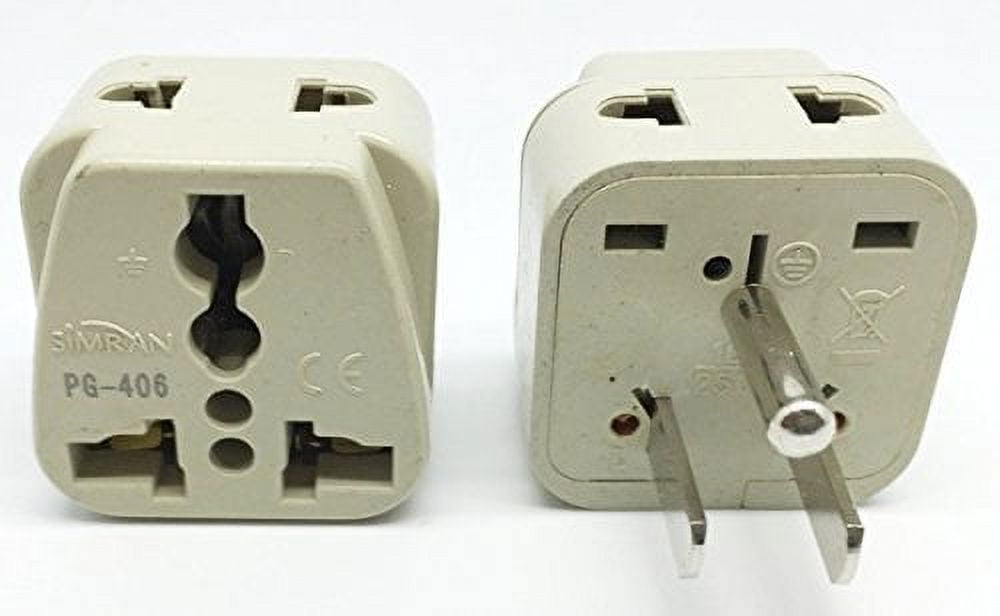 Simran 2-Outlet Universal Grounded Plug Adapter for USA (PG-406, CE and ...