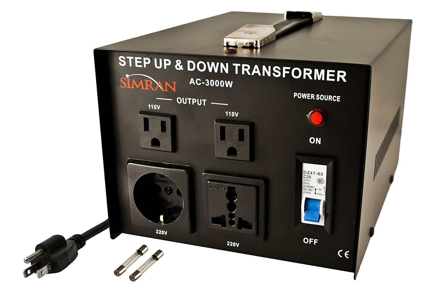 Simran AC-3000 Step Up/Down Voltage Converter Transformer 110V/220V ...