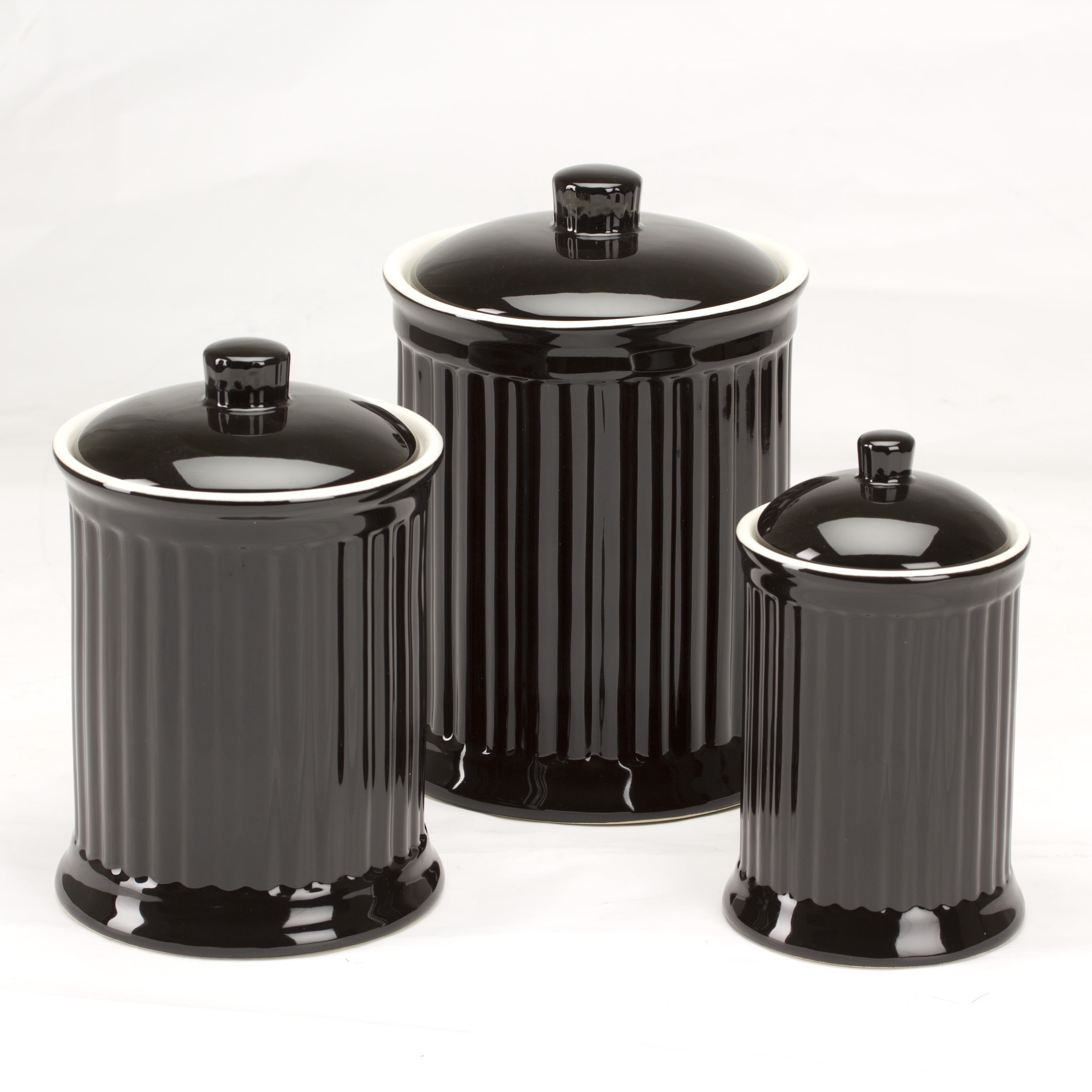 Simsbury 3 Piece Black Canister Set - Walmart.com